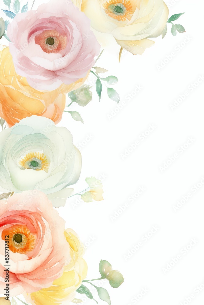 ranunculus themed frame or border for photos and text. various pastel ...