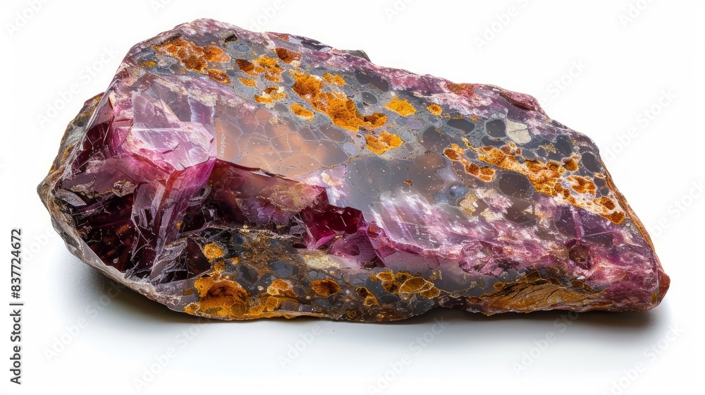 Musgravite stone, photographed in the studio on a white background ...