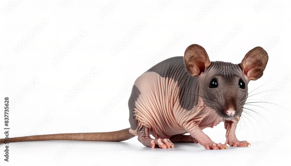 The decorative hairless rat has become hairless due to a genetic ...