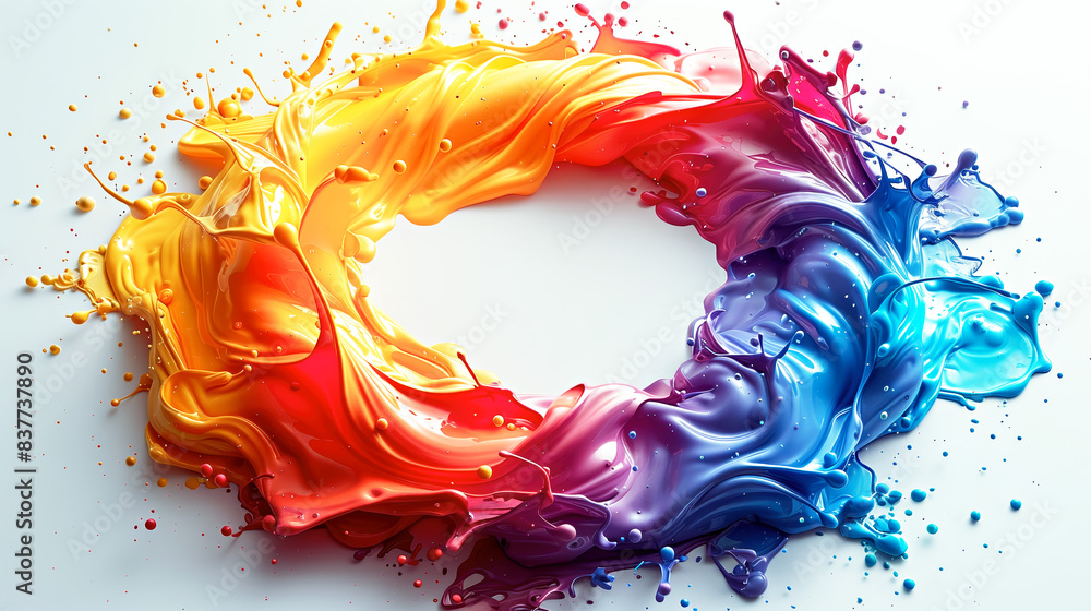 Colorful paint splash forming a vibrant ring. Dynamic splash of rainbow ...