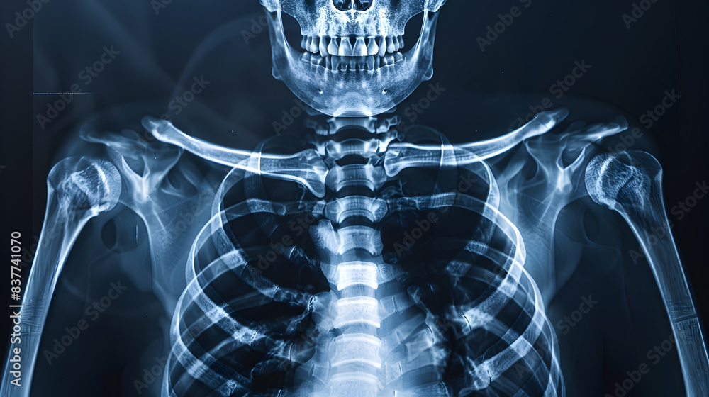 X-ray skeletal structure backdrop, orthopedics theme background Stock ...