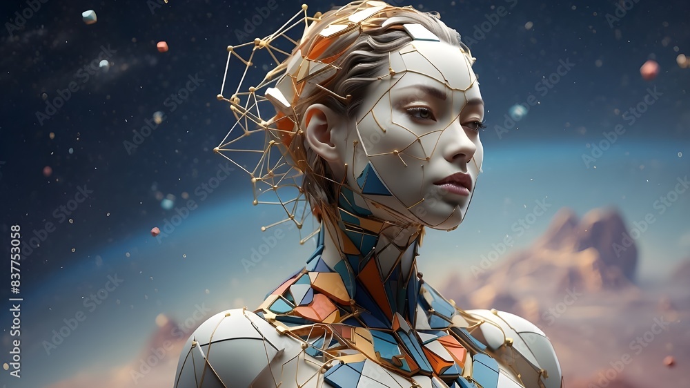 A breathtaking visual of a low-polygonal human form constructed from ...
