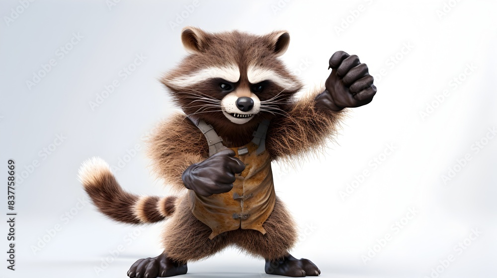 Powerful Anthropomorphic Muscular Raccoon Fist Pumping in Fierce ...