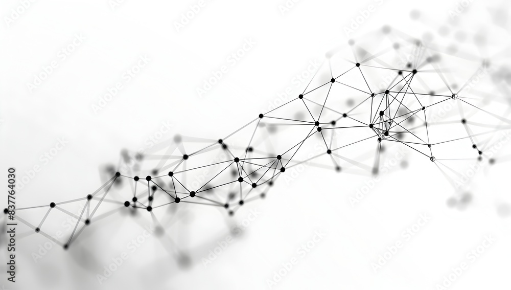 Abstract black and white network background with connecting dots in the ...