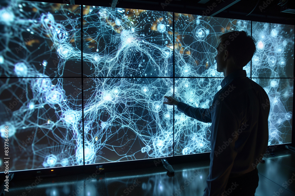 As the central hub of the futuristic AI laboratory, the holographic ...