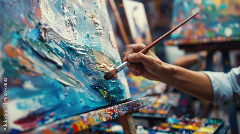 People expressing themselves doing art during an art therapy workshop ...
