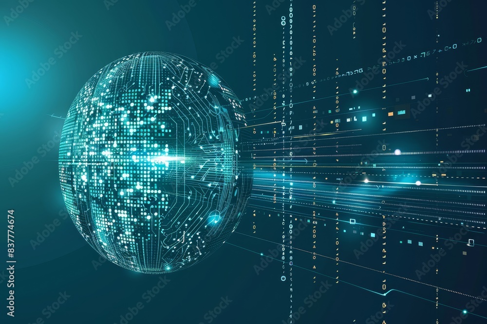 Futuristic digital globe with data streams showcasing advanced ...