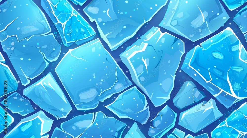 Isolated square frozen top view ground piece. Brocken hockey field ...