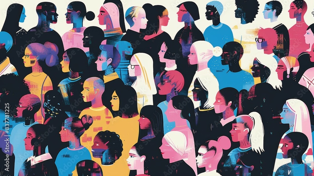 Vibrant and detailed illustration depicting individuals from a wide ...