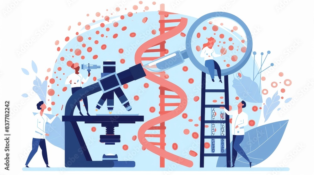 Scientific research and study modern illustration of tiny cartoon ...