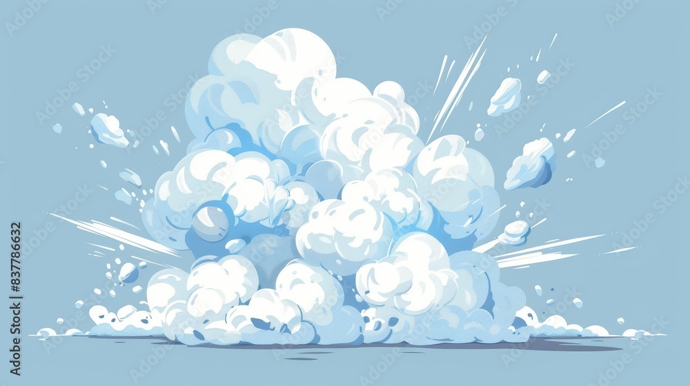 The cartoon comic effect of a gun explosion, white sparks of power ...