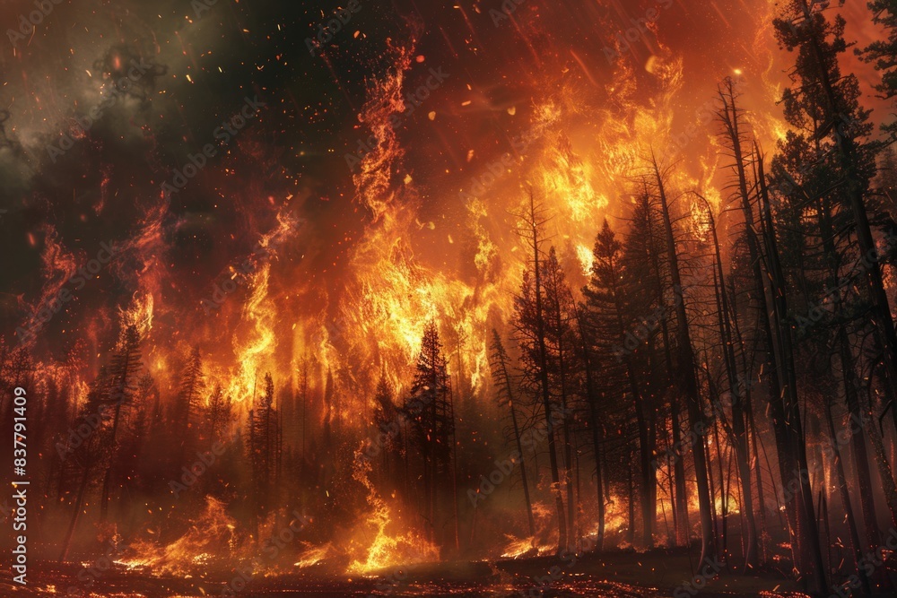 Devastating phenomenon of wildfires. The power and destructive nature ...