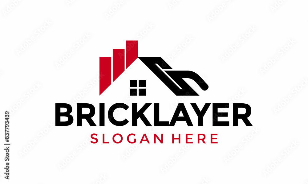 Modern home plastering logo design vector. Exterior and interior house ...