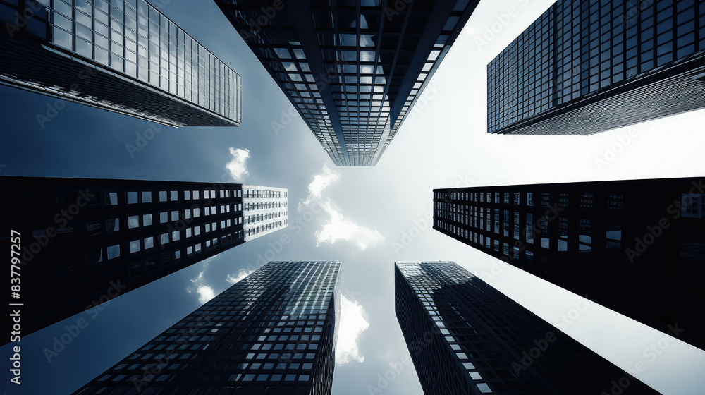 Skyward Perspective of Modern Skyscrapers Stock Photo | Adobe Stock
