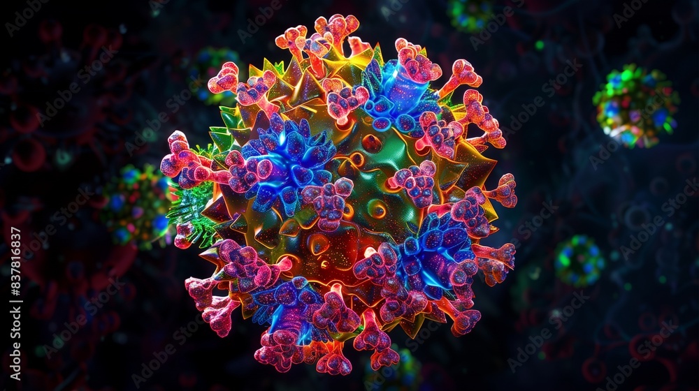 Adeno-associated virus (AAV), 3d illustration. A highly detailed and ...