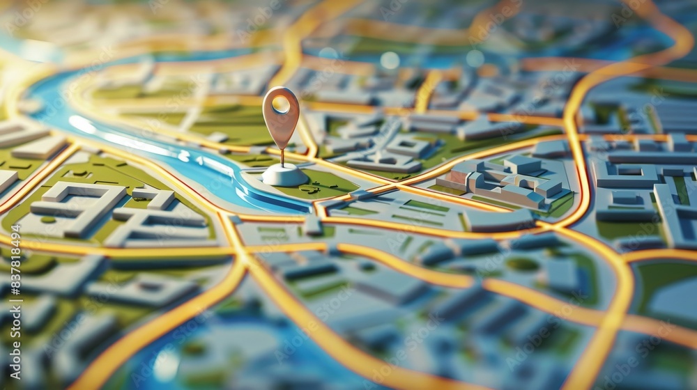 Urban Wayfinding: 3D City Navigation Map with Detailed Routes and ...