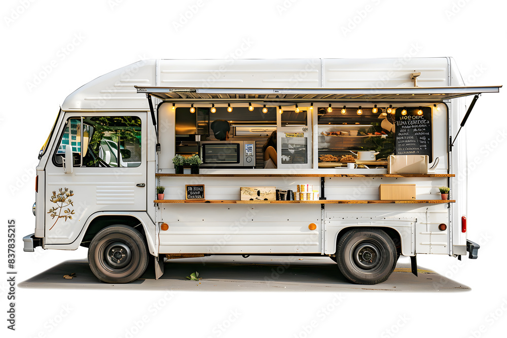 White food truck side view isolated on white background Stock Photo ...