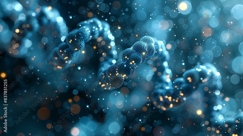 An abstract background featuring the molecular structure of RNA ...