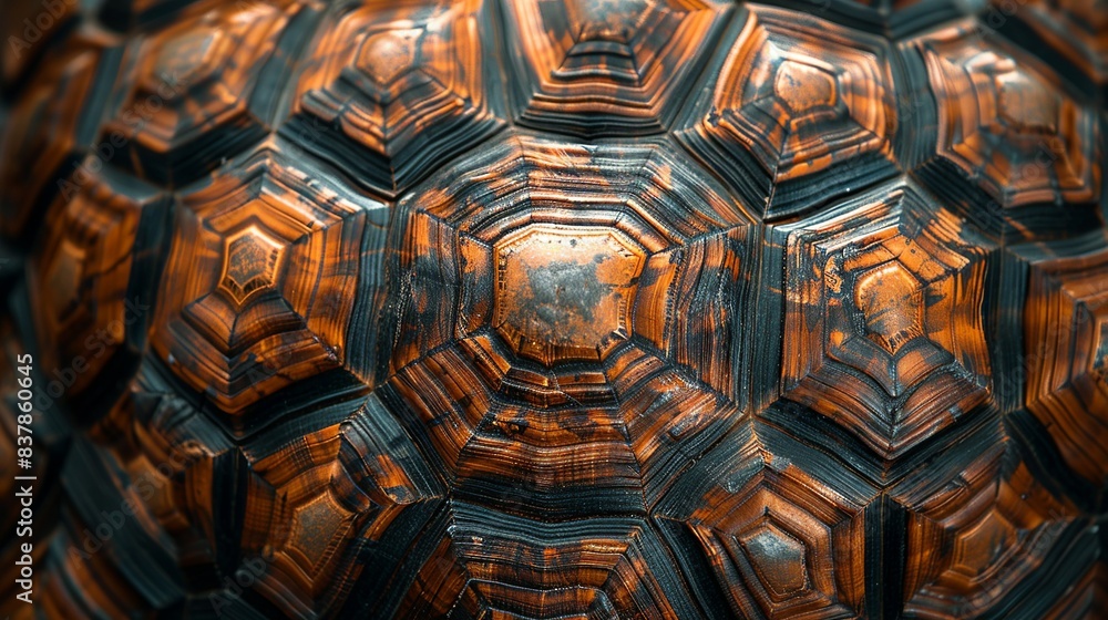Close-up of tortoise shell patterns, featuring a mix of geometric ...