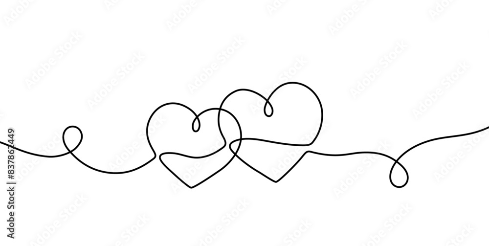 Lineart interlock of hearts. Small heart tattoos. Continuous line ...