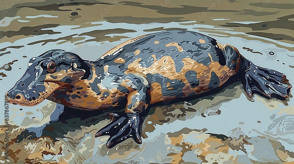 High-resolution illustration of platypus skin, highlighting its smooth ...