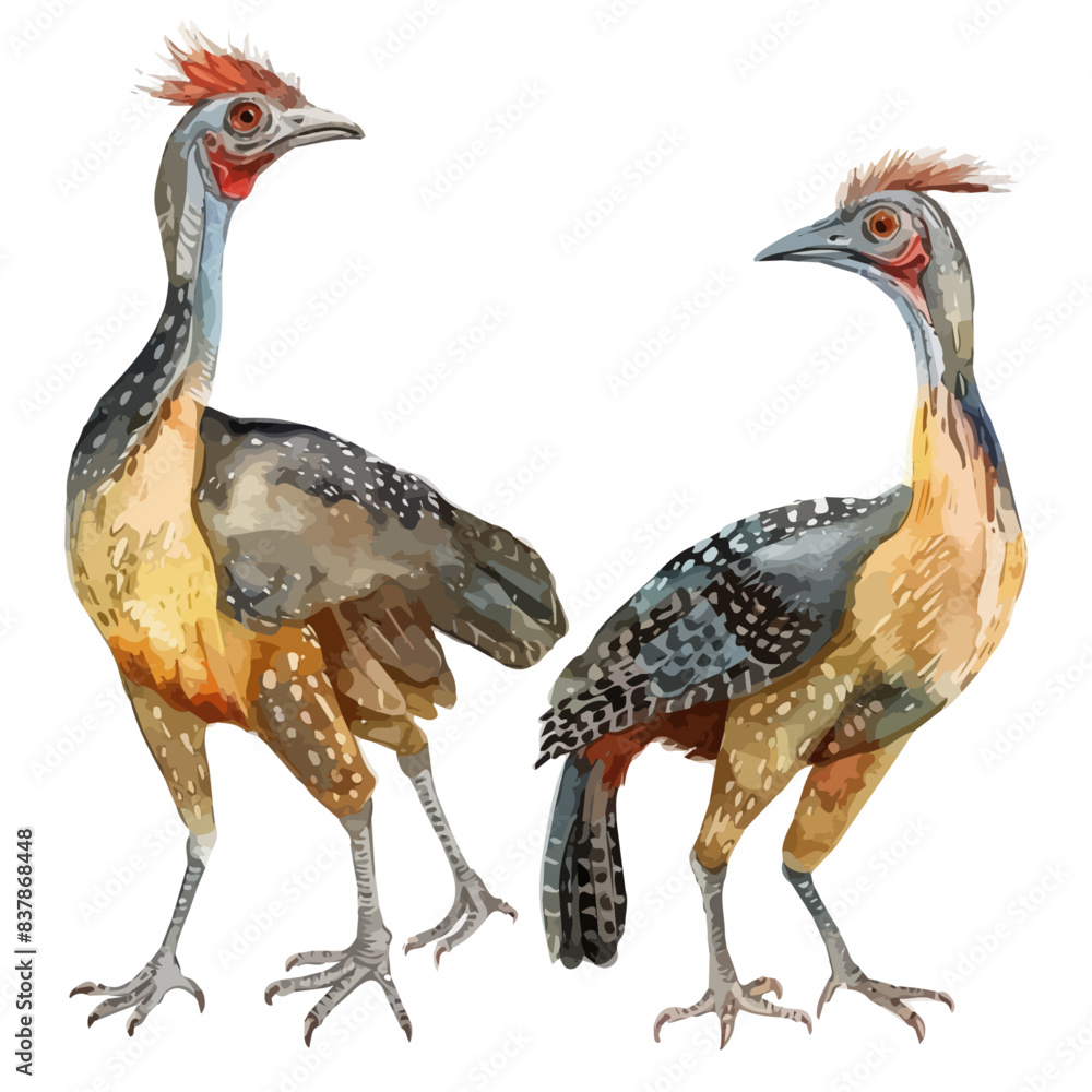 Watercolor painting vector of a bird with a mohawk, isolated on a white ...