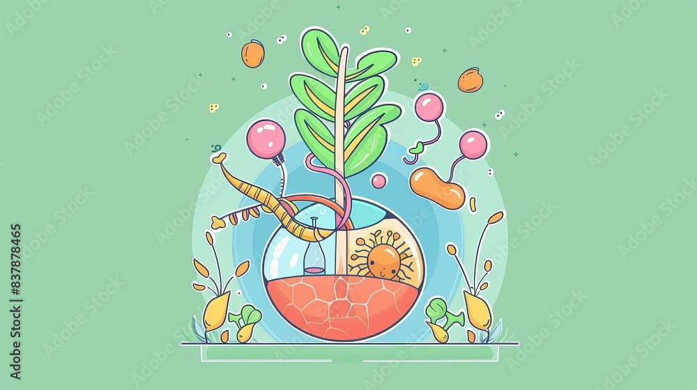 Photosynthesis flat design front view plant cell process cartoon ...