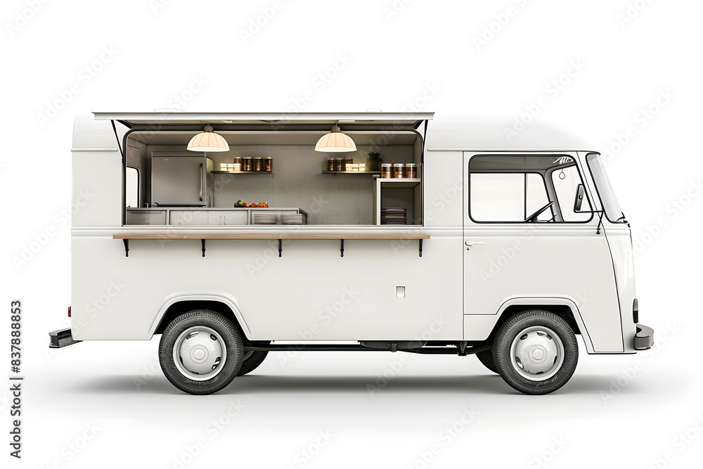 White food truck side view isolated on white background Stock Photo ...