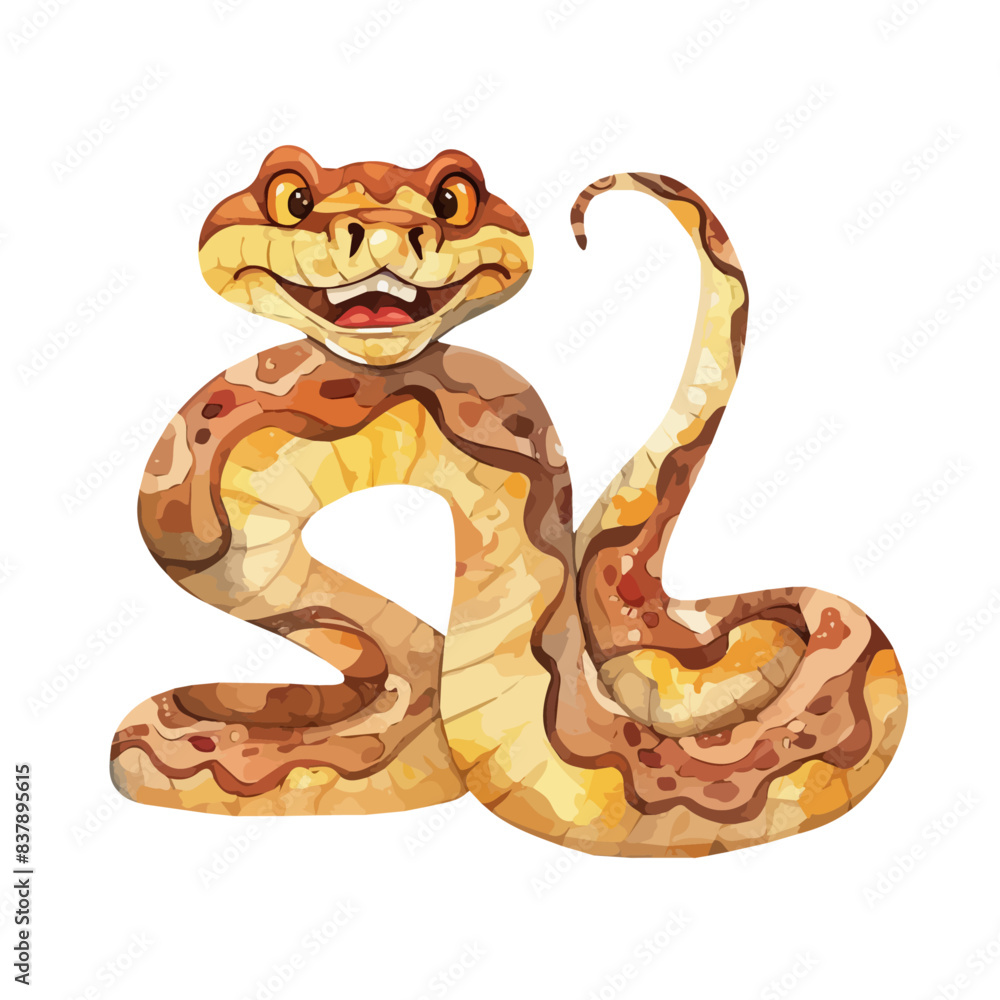 Watercolor clipart vector of a Snake (Boa constrictor), isolated on a ...