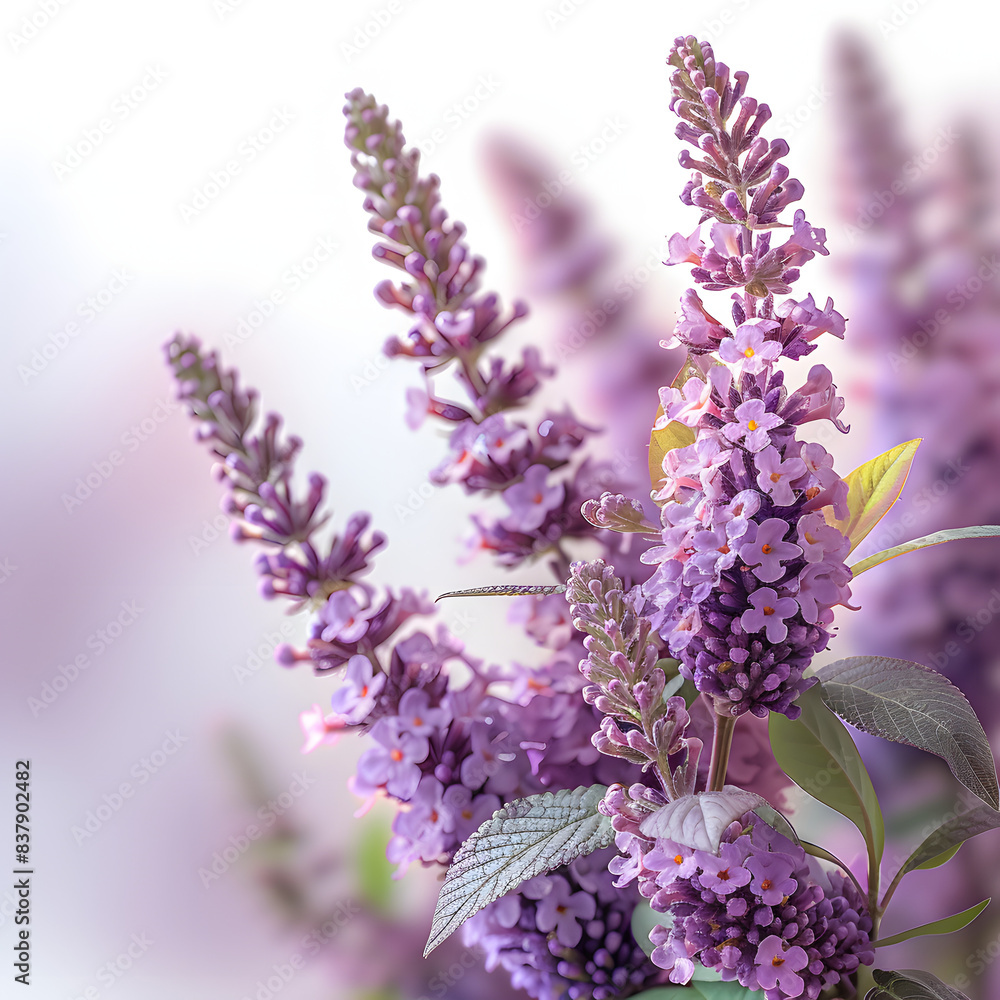 beautiful buddleja blooming in cottage garden. close up of pink ...