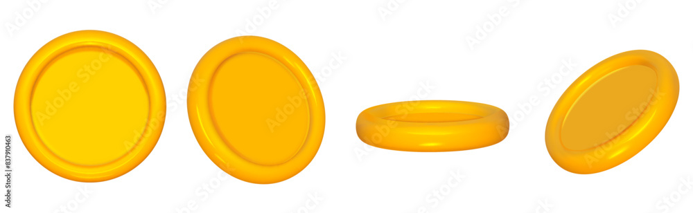 Game coin 3d set isolated. Gold money token flip. Cartoon game coin ...