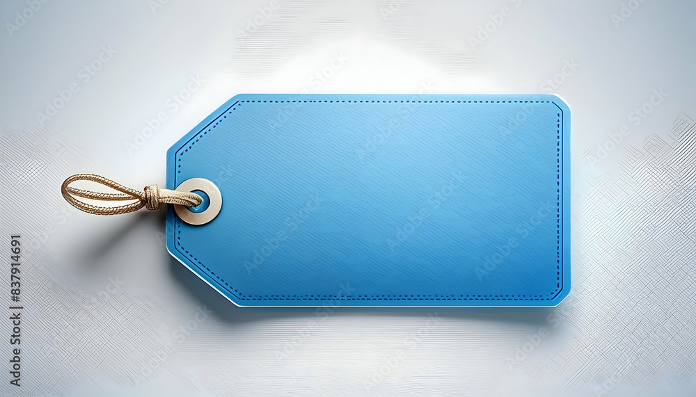 3D label blank blue tag with paper texture on a white background, Blue ...