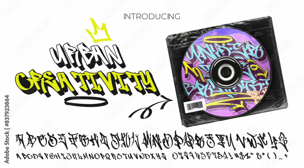 Urban street graffiti mural font for digital art and creativity ...