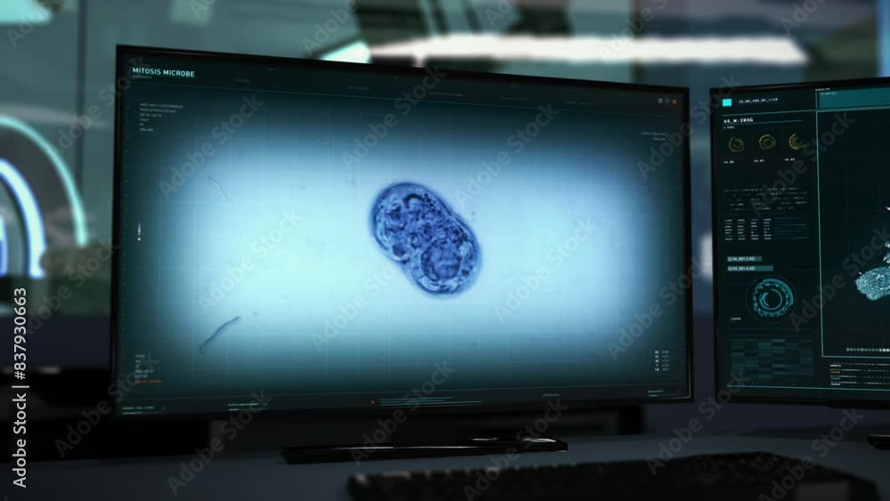 Microbe Mitosis Process On A Microscopic Level Via Advanced Interface ...