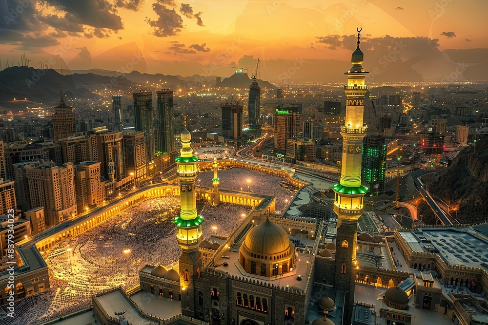 Kaaba in Masjid Al Haram in Mecca Saudi Arabia, The Kaaba, the holiest ...