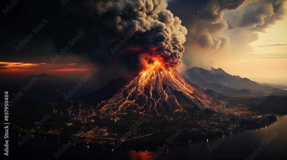 drone captures breathtaking footage of a volcano, providing detailed ...