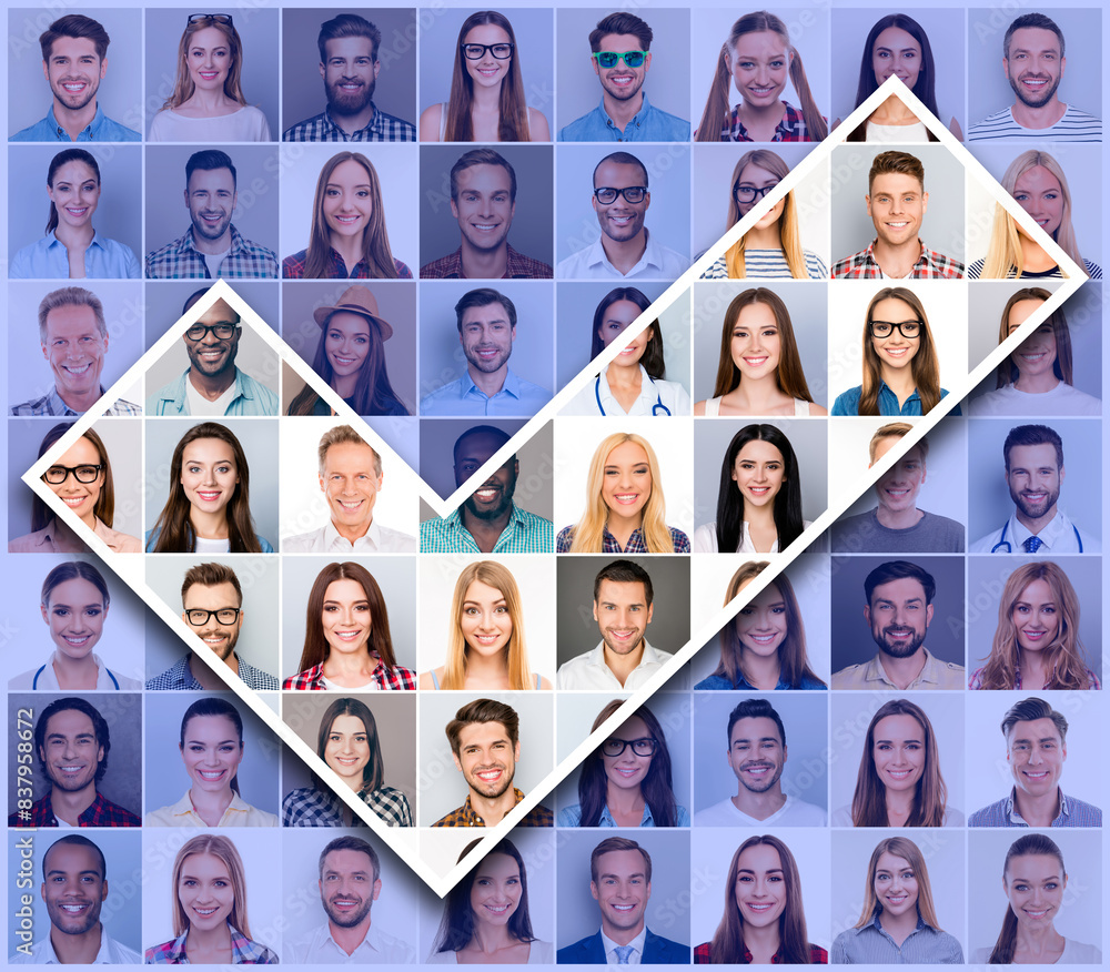 Poster Collage of diverse people expressing positive emotions with ...