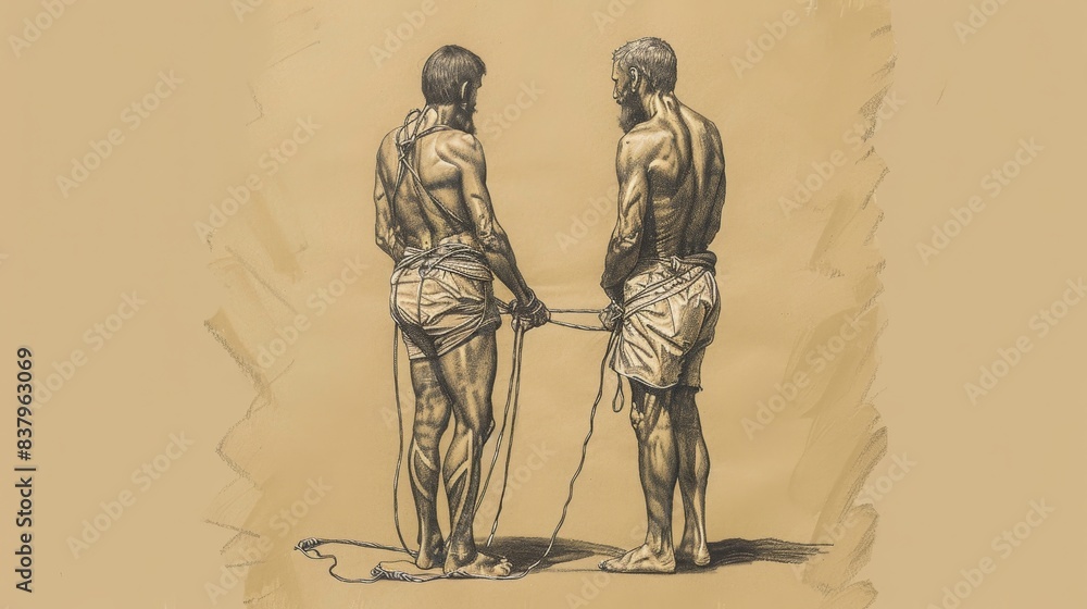 Illustration of the Parable of the Strong Man: Strong Man Being Tied Up ...