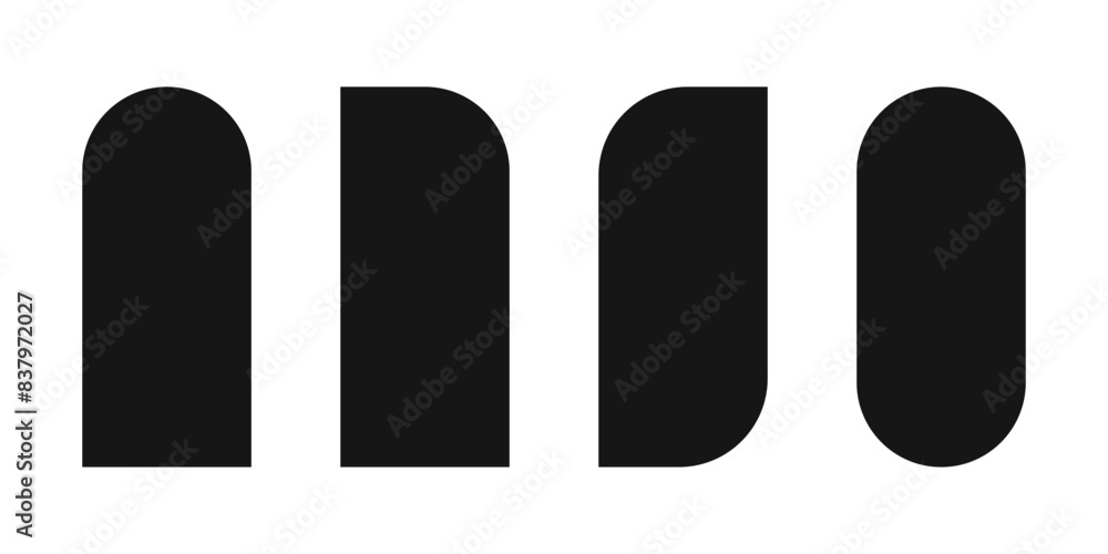 Set of arch, semiarch, leaf and double arc shapes. Templates for ...