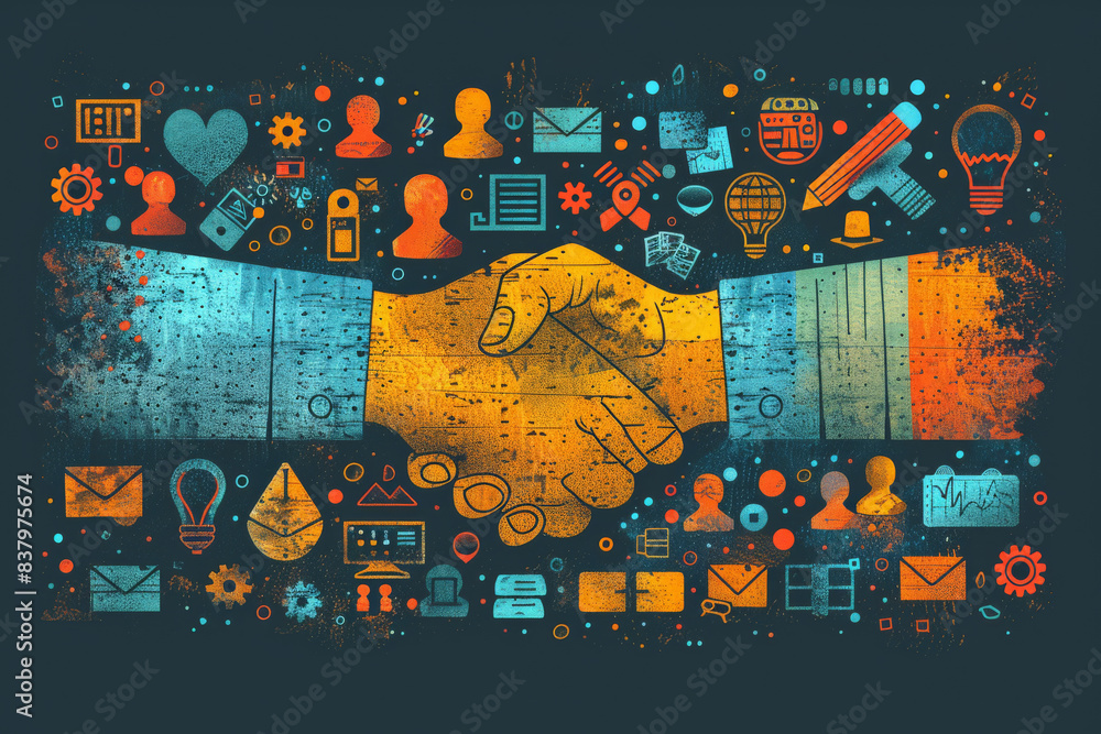 Partnership development and startup funding with Design a flat design ...