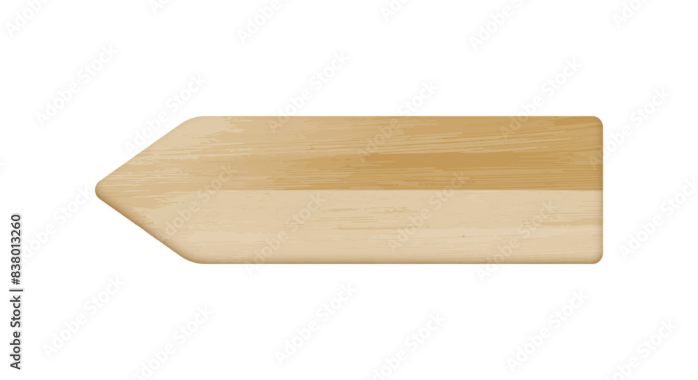 Vector realistic brown wooden arrow plaque. Wood texture direction ...