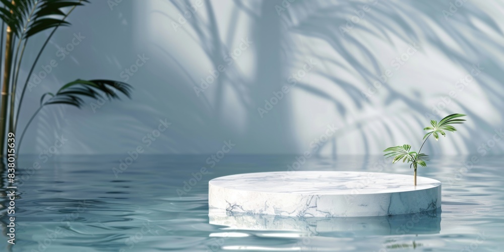 Podium water background product display scene 3d marble stand stone ...