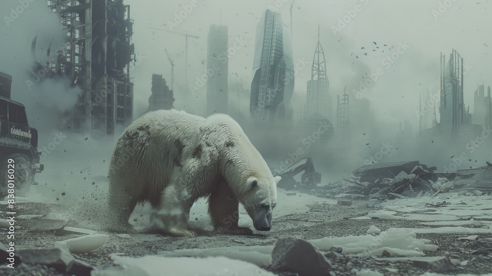 Polar bear threatened by climate change, global warming and ice melting ...
