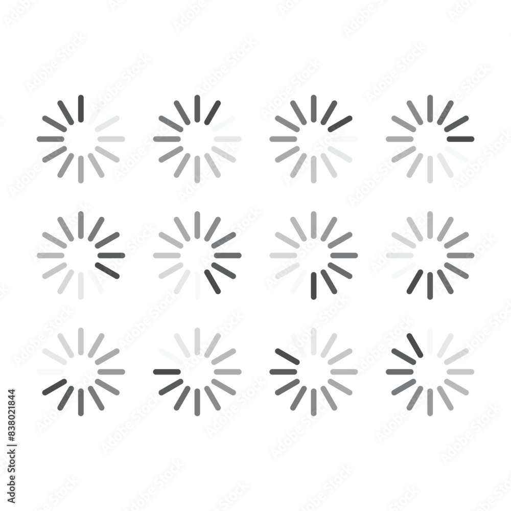 Set of modern preloaders symbol. Web progress round loader interface. Circle preloader. Load ...