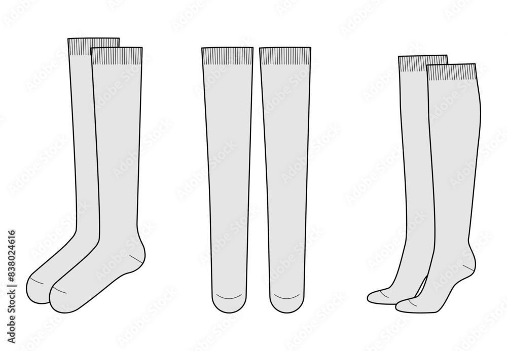 Knee-high Socks set. Fashion hosiery accessory clothing technical ...