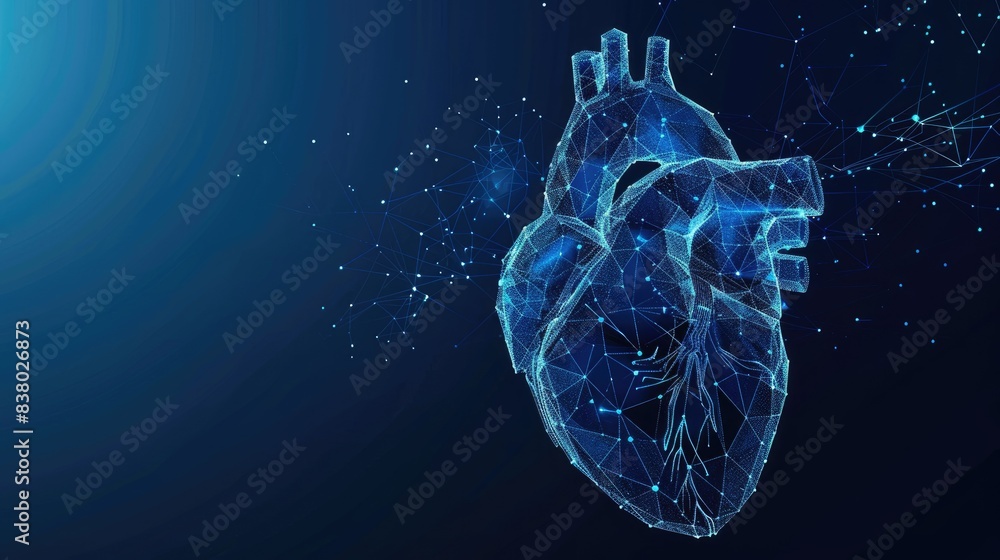 Abstract blue human heart. Heart anatomy. Healthcare medical concept ...