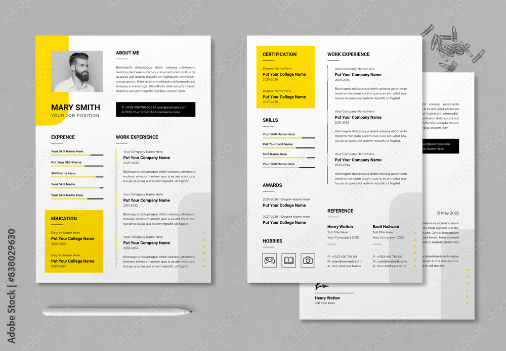 Resume Template Layout Stock Template | Adobe Stock
