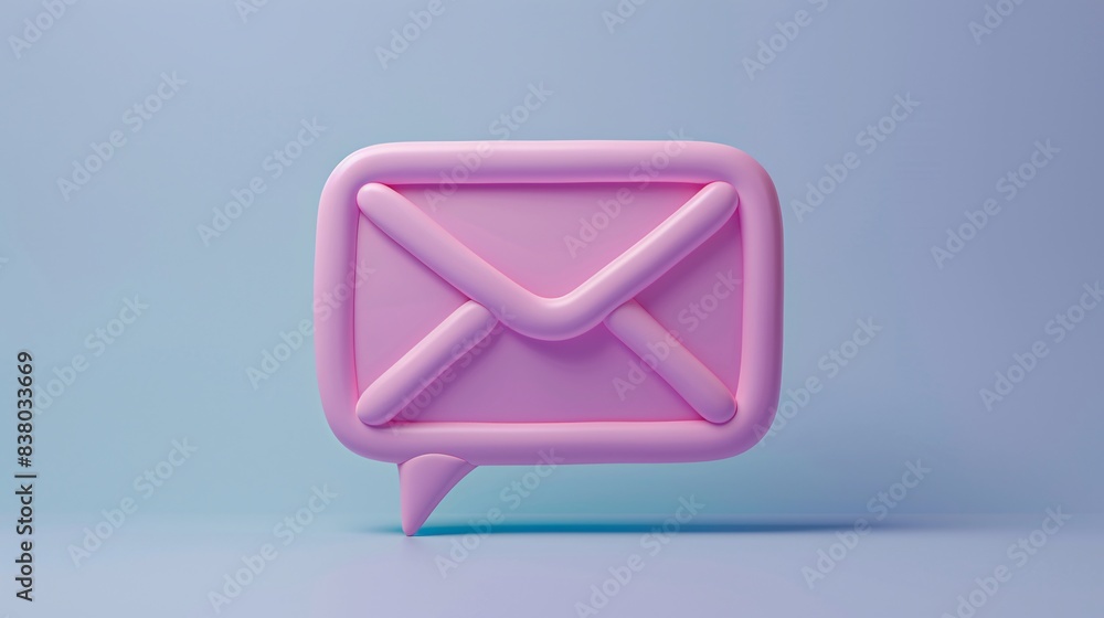 3D pink envelope icon on blue background representing digital ...