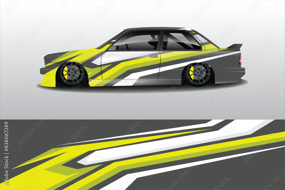 Wrap Design For Car vector. Sports stripes, car stickers Racing ...