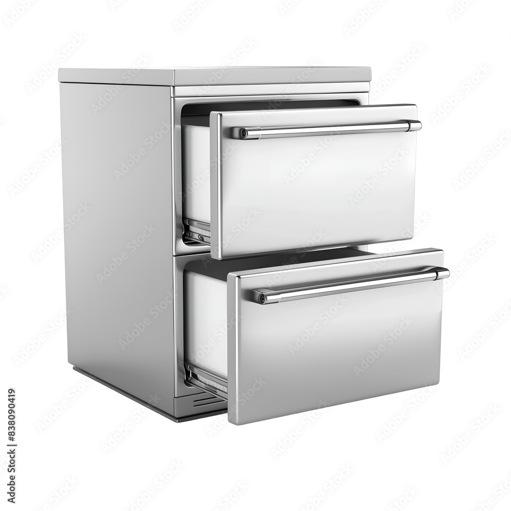 Stainless Steel Double Drawer Freezer With Open Bottom Drawer, Isolated ...